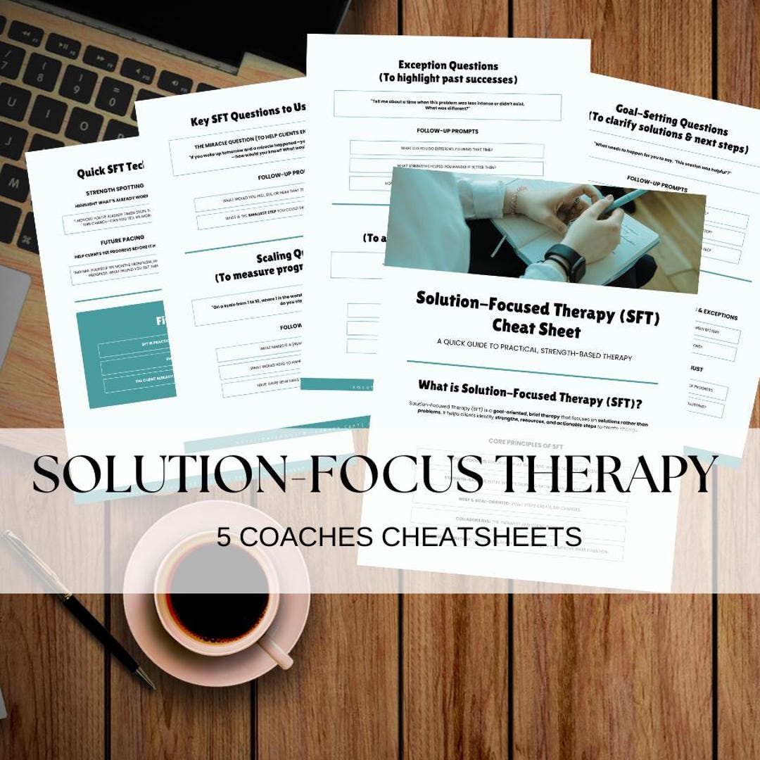 Solution Focused Therapy Cheat Sheet Printable Coaching Guide Mental ...