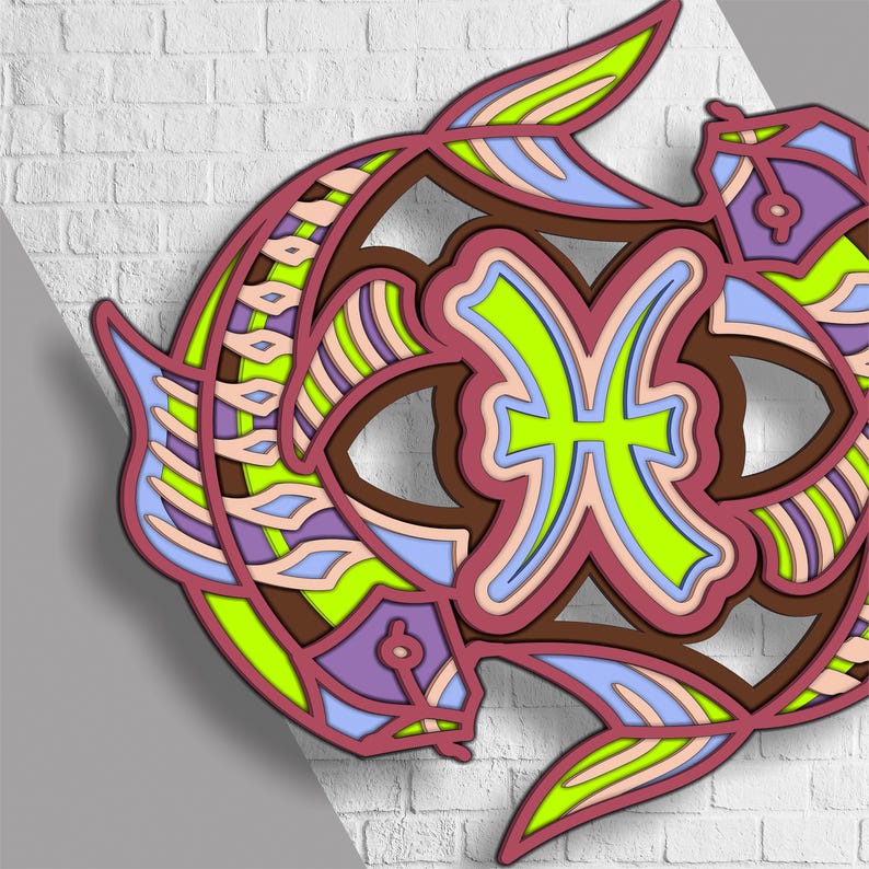 Multilayered Pisces SVG CDR AI Formats, Cricut Crafts, Zodiac Art ...