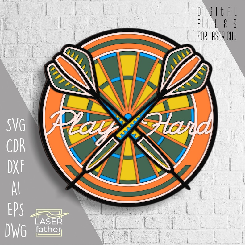 Multilayered Darts SVG CDR AI Formats, Dartboard Art, Target Vector ...