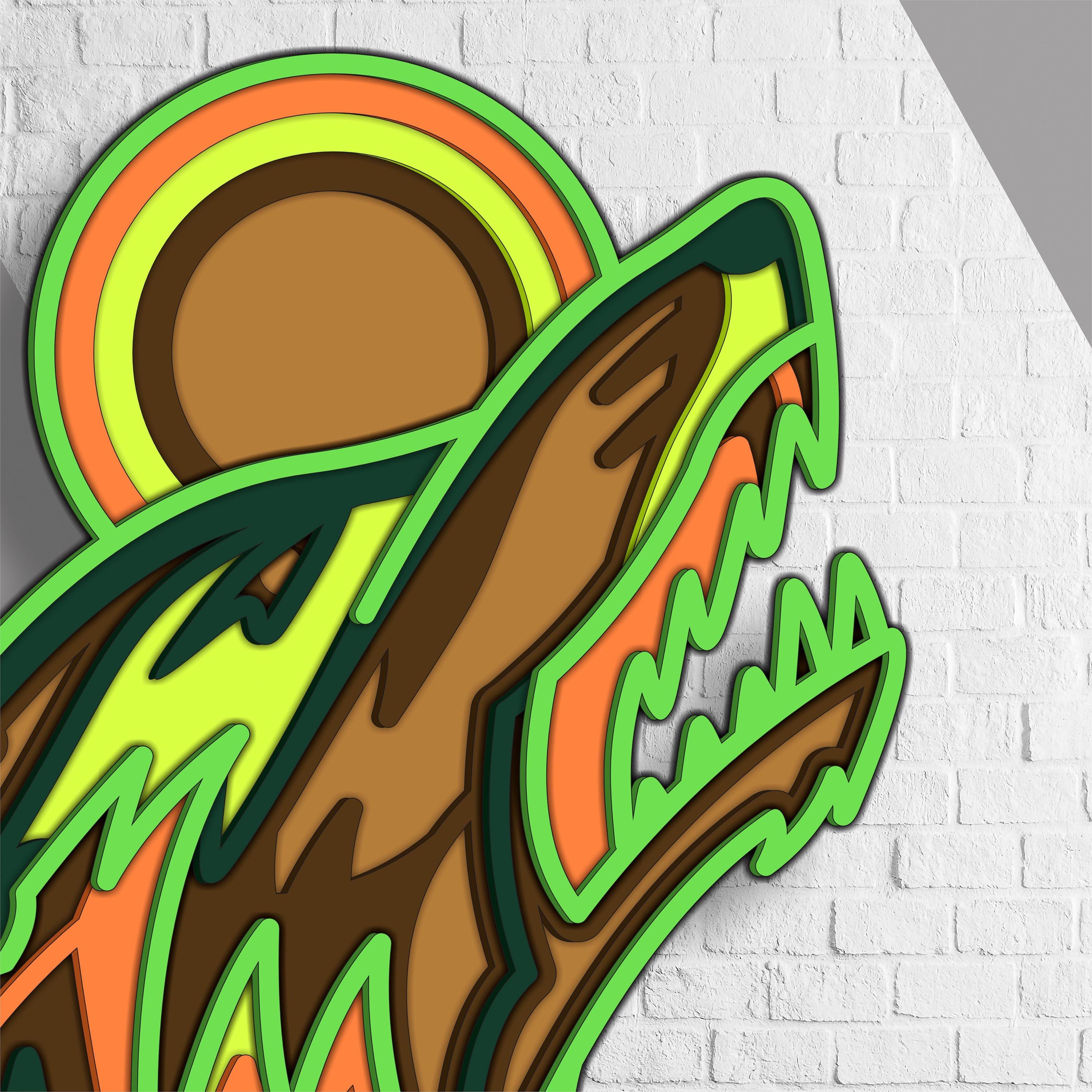 Multilayered Howling Wolf SVG CDR AI Formats, Xtool Template, Papercut ...