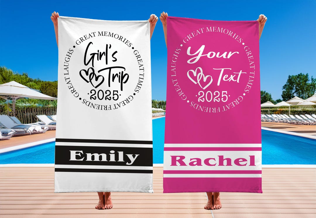 Personalized Girls Trip Beach Towel: Custom Bachelorette Party Gift - Etsy