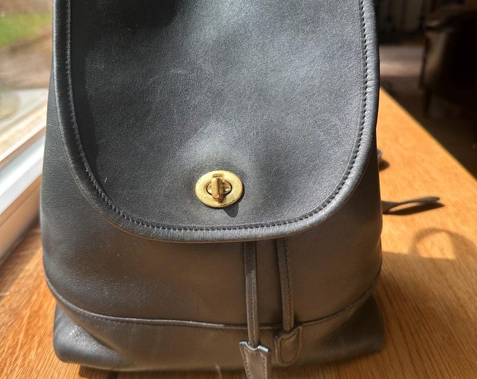 Vintage Early 1990's / 90's U.S. Made Coach Black Leather Backpack 9791 ...