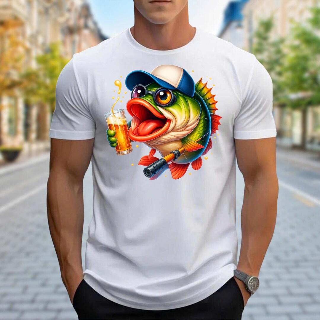 Funny Beer-drinking Fish PNG – Cartoon Bass With Hat & Glasses ...