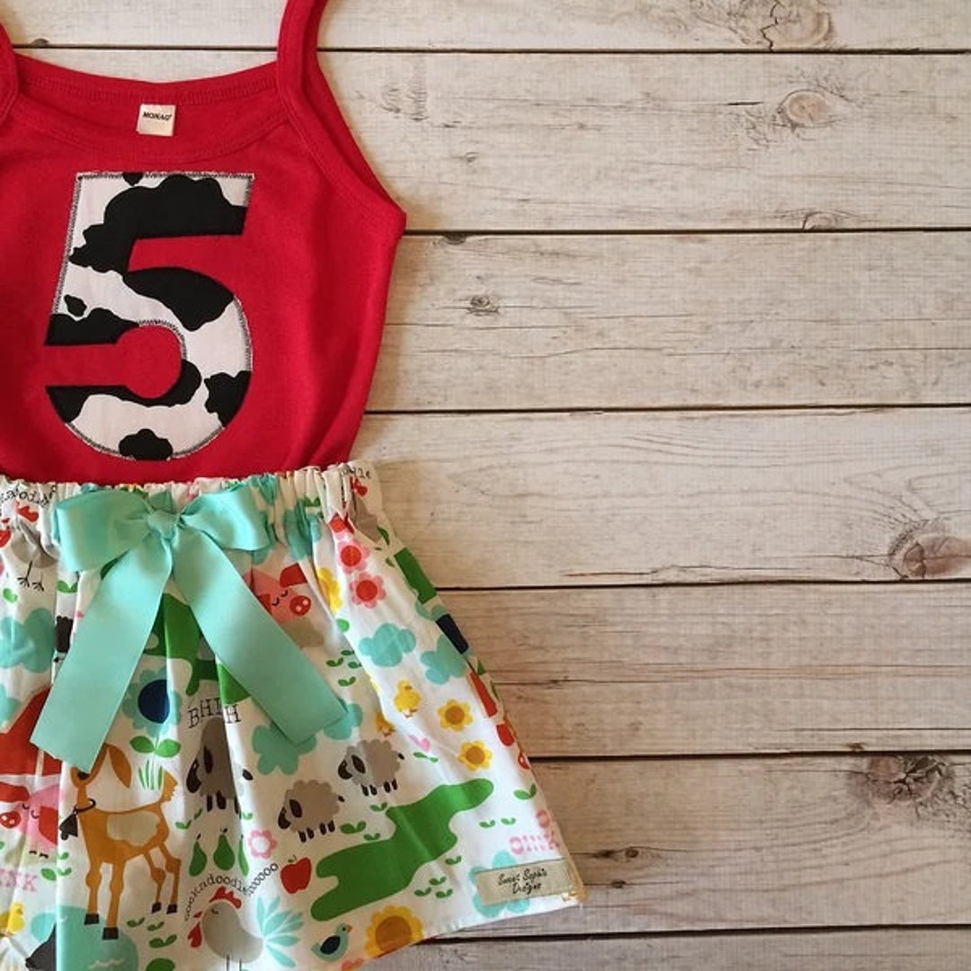 Girls Barnyard Birthday Outfit, Twirl Skirt, MOO I'm Two, Moody Shirt ...