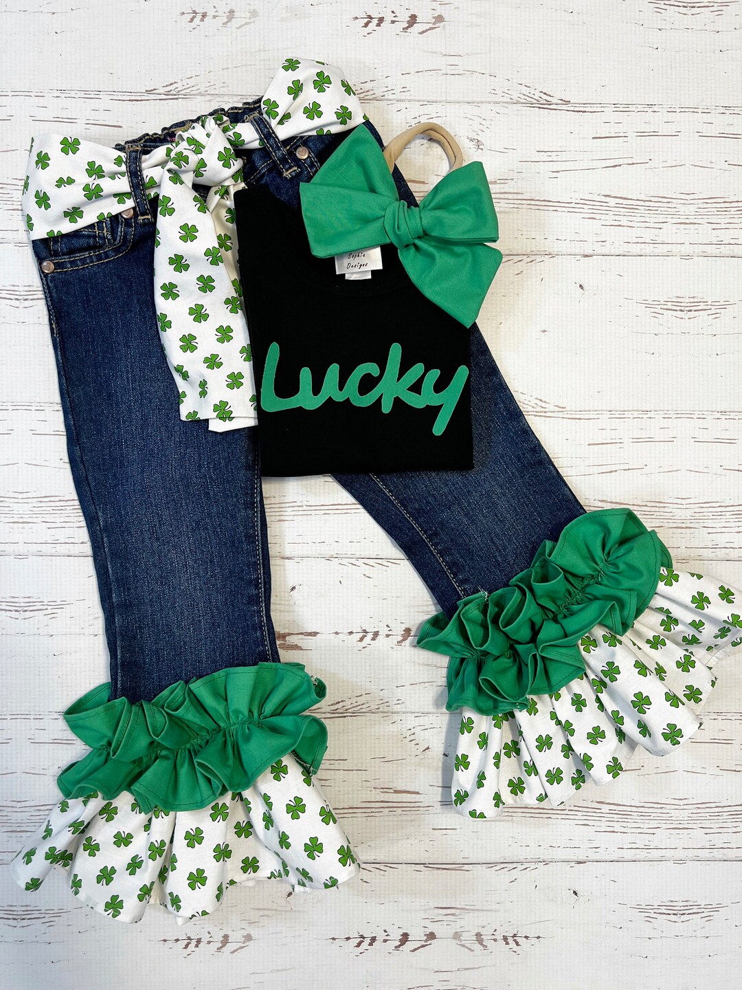 St. Patrick's Day Denim Ruffle Pants - Etsy