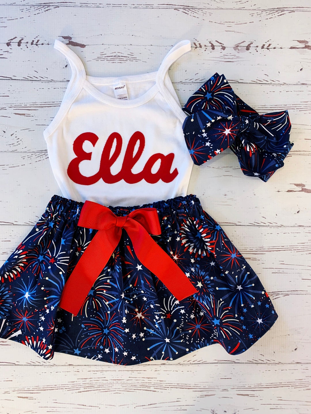 Personalized Fourth of July Outfit Girls Firework Skirt Baby - Etsy