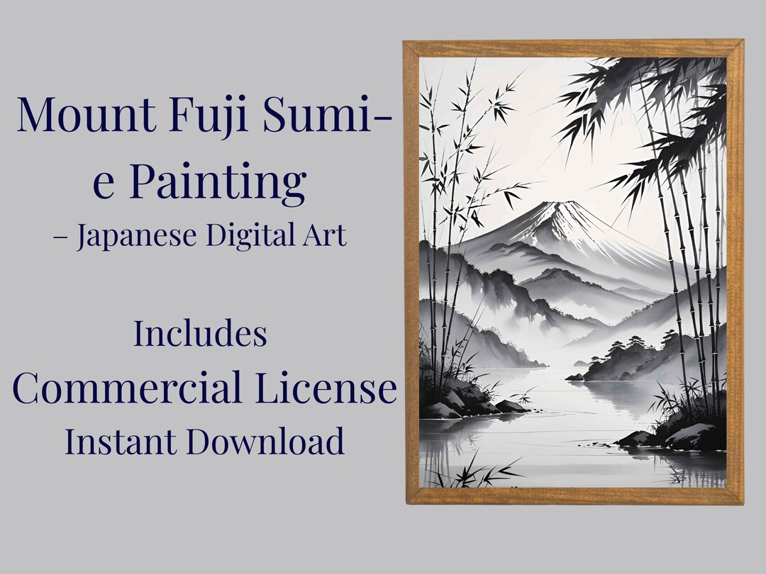 9,mount Fuji Sumi-e Printable – Japanese Ink Painting, Zen Wall Art – Commercial Use Included - Etsy