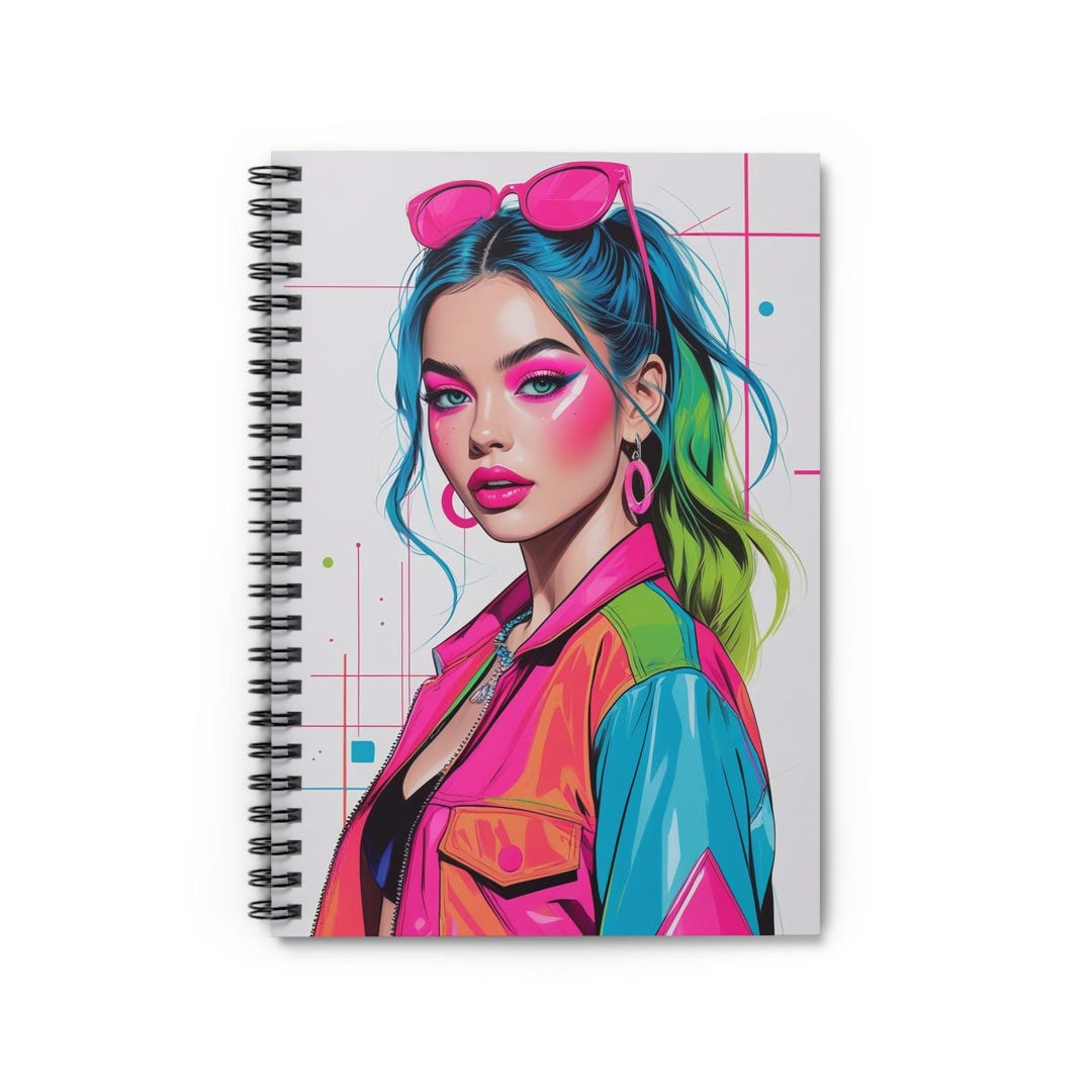Y2K Art Vibrant Spiral Notebook - Ruled Lines, Colourful Art Journal ...