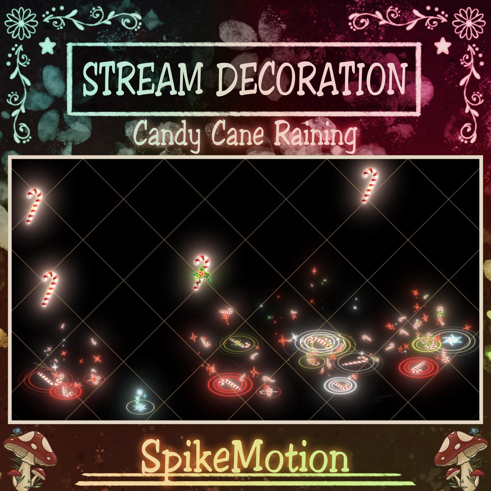 Glow Sweet Candy Cane Raining Twitch Decoration, Christmas Twinkle ...
