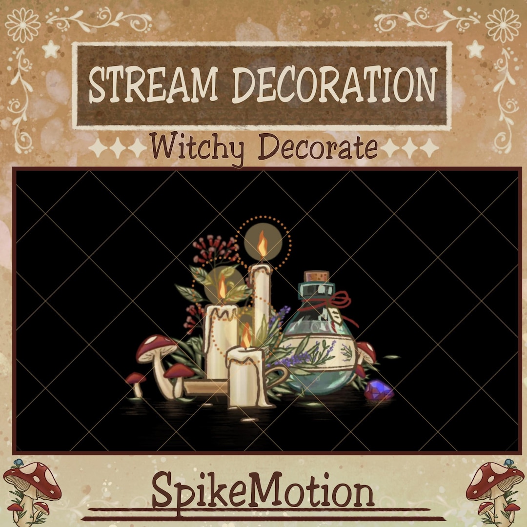 Animated Witchy Light Candle Twitch Decoration, Mushroom, Potion, Goth ...