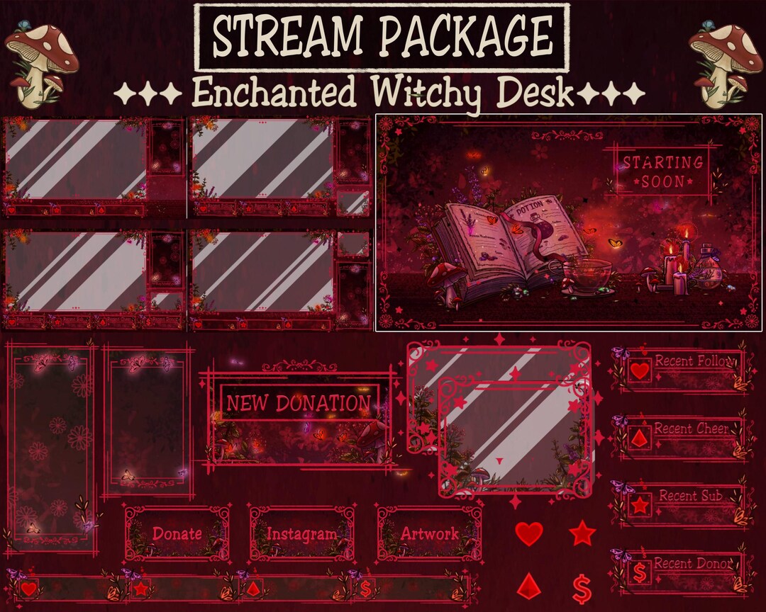 Animated Witchy Stream Package: Mystic Forest Desk Overlay (twitch, OBS ...