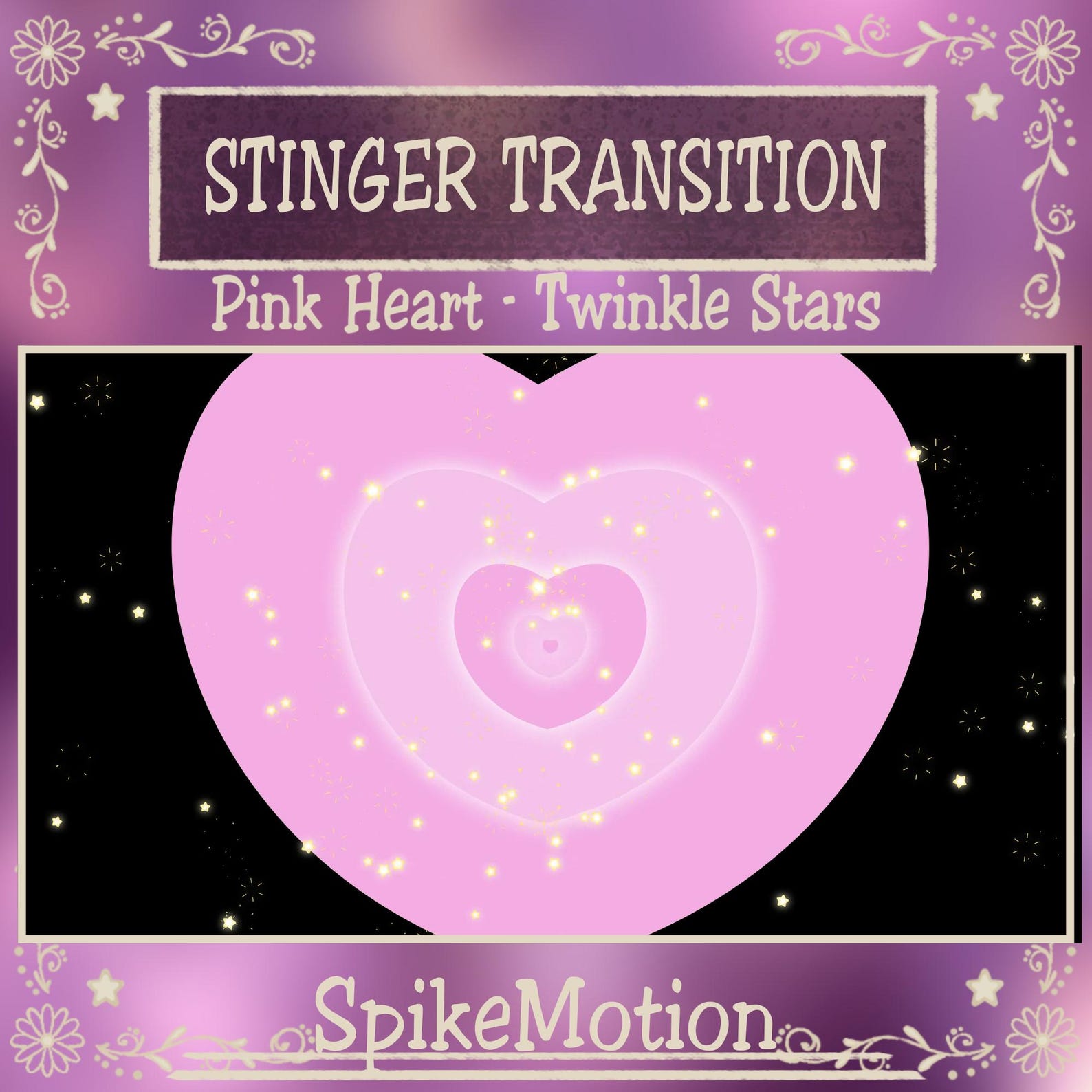 Animated Sparking Pink Hearts Stream Stinger Transition, Shining ...