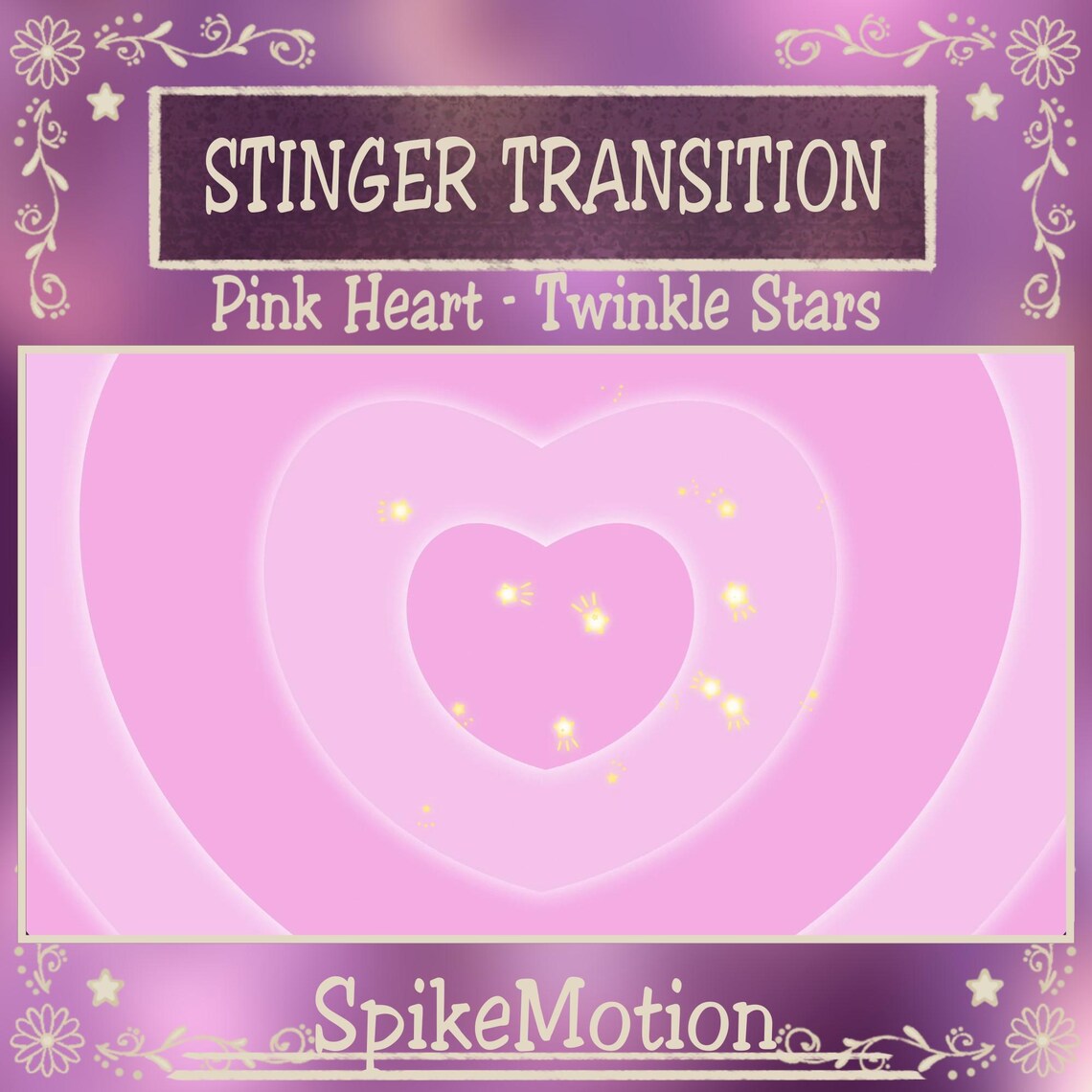 Animated Sparking Pink Hearts Stream Stinger Transition, Shining ...