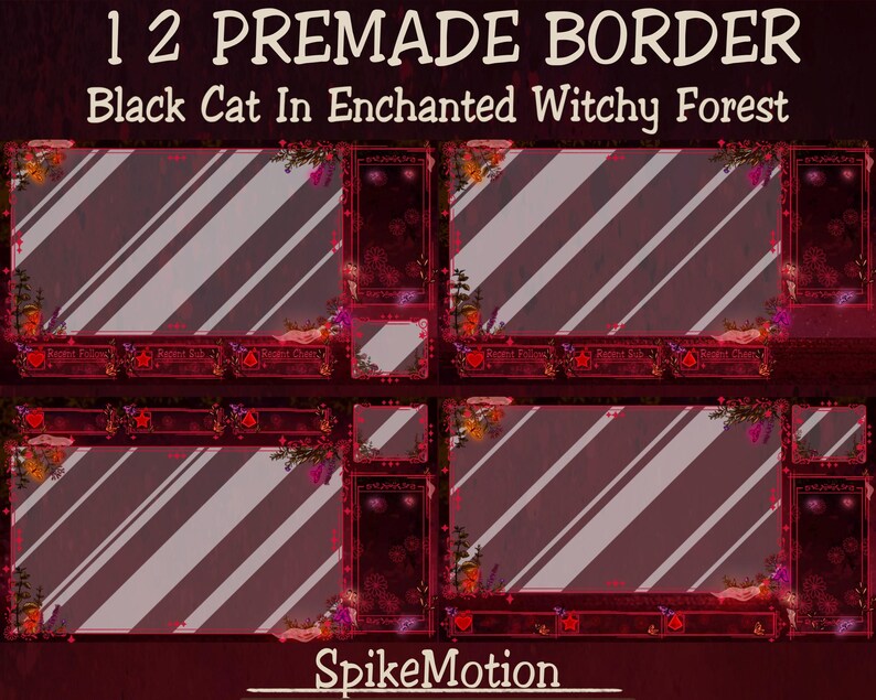 Animated Black Cat Stream Package: Witchy Goth Forest Twitch Overlay ...