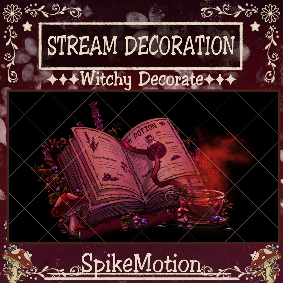 Red Blood Plant Witchy Spell Book Twitch Decoration, Grimoire, Wizard ...