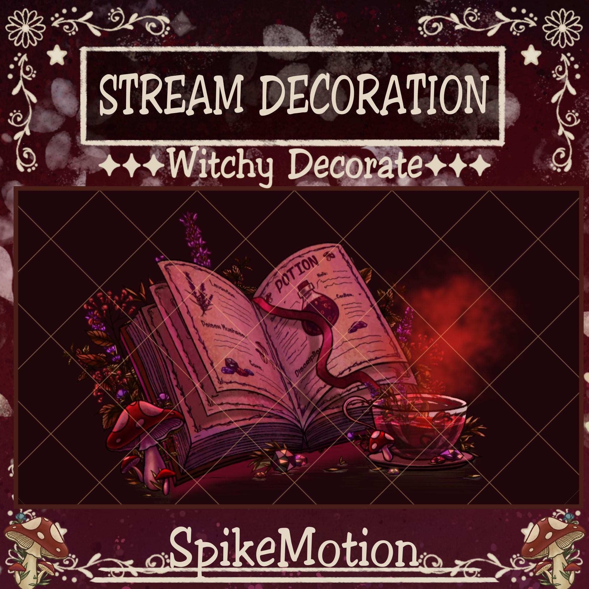 Red Blood Plant Witchy Spell Book Twitch Decoration, Grimoire, Wizard ...
