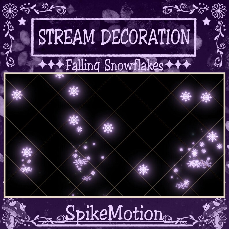 Animated Falling Purple Snowflakes Twitch Decoration, Snowy Winter ...