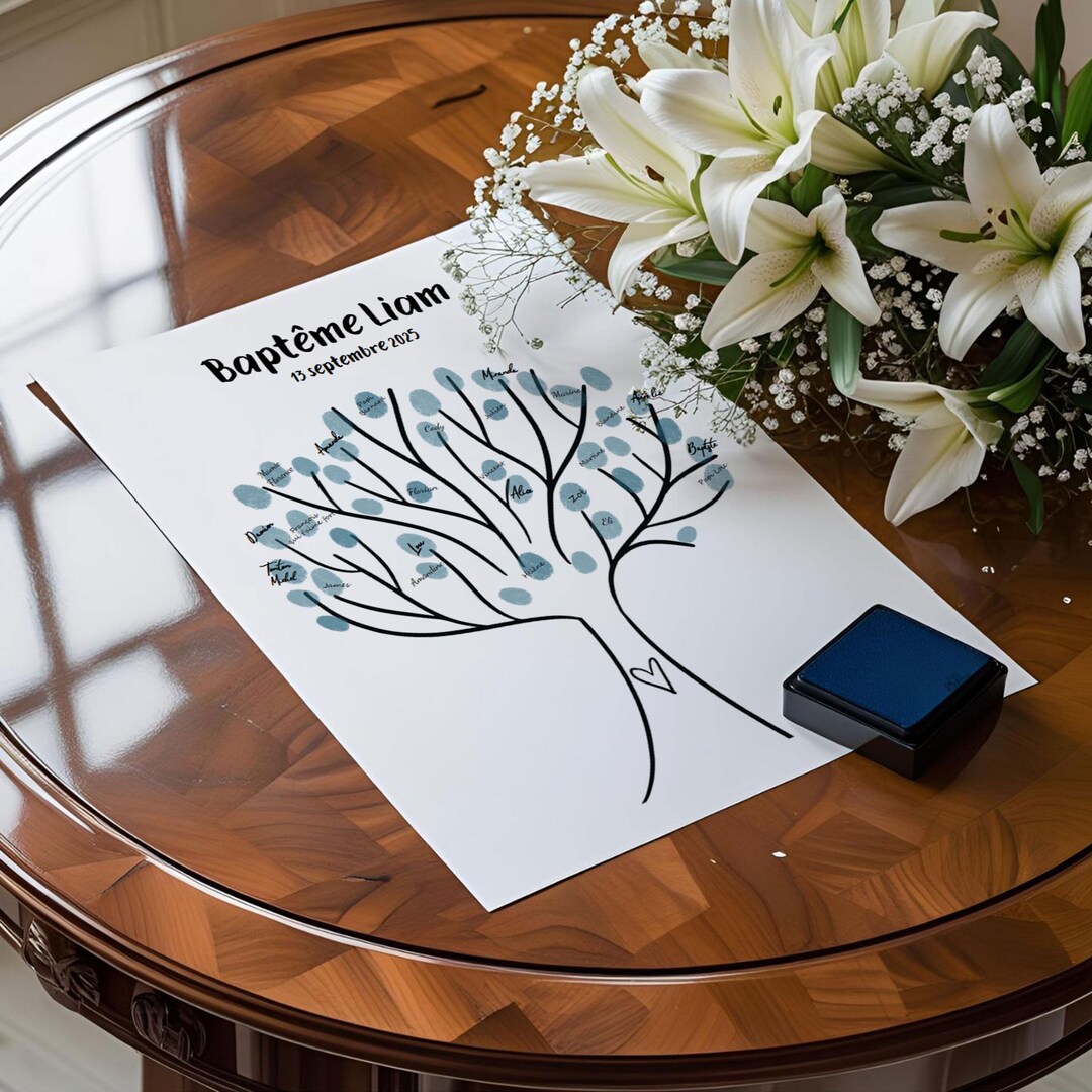 Fingerprint Tree - Guest Book Souvenir Baptism Birthday or Wedding ...