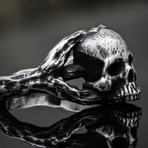 Grim Reaper Ring Gold Skull Ring Gothic Ring 925 Sterling | Etsy