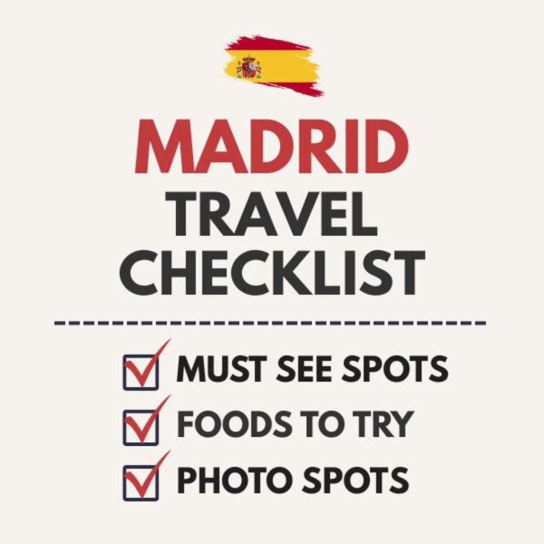 Madrid Travel Checklist | One-page PDF Itinerary | Spain City Guide - Etsy