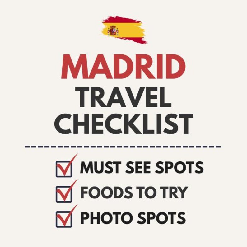 Madrid Travel Checklist | One-page PDF Itinerary | Spain City Guide - Etsy
