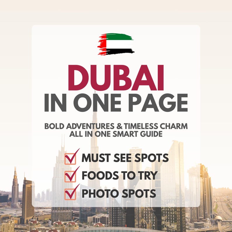 Dubai Itinerary – Printable City Guide and Checklist PDF | Digital ...
