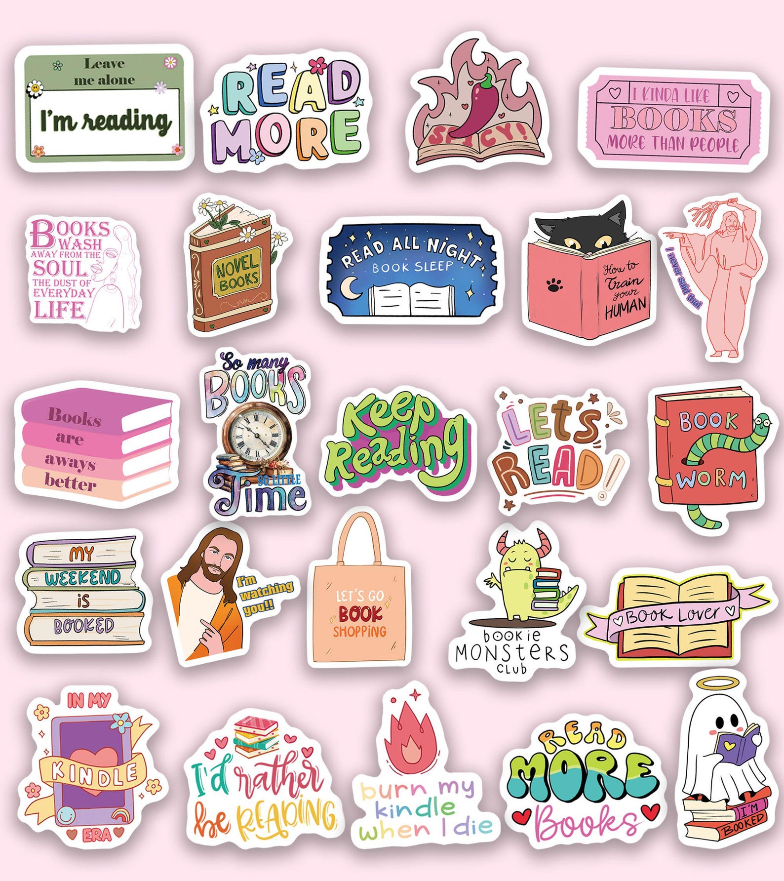 128PCS Bookish Holographic Stickers – Cute Waterproof Vinyl Decals for ...