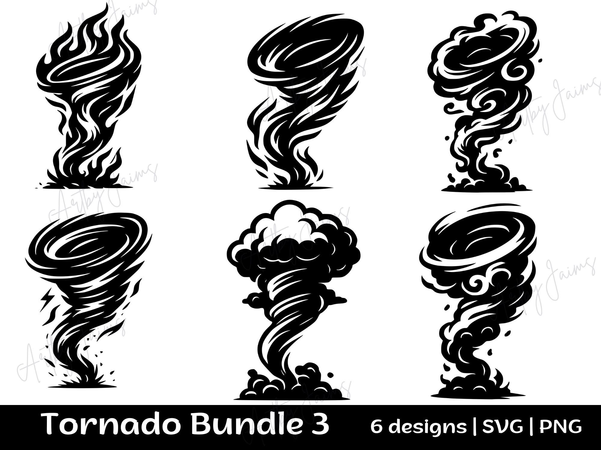 Tornado SVG Bundle 3 – Artistic Storm, Fire and Smoke Twister Designs ...