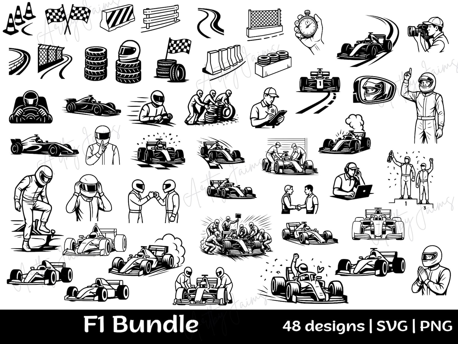 48 Design Racing Car SVG Bundle – F1, Drivers, Tracks, Pit Stops, Grand ...