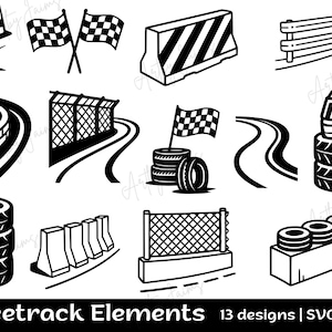 Racetrack Elements SVG Bundle – 13 Race Track Clipart Designs for ...
