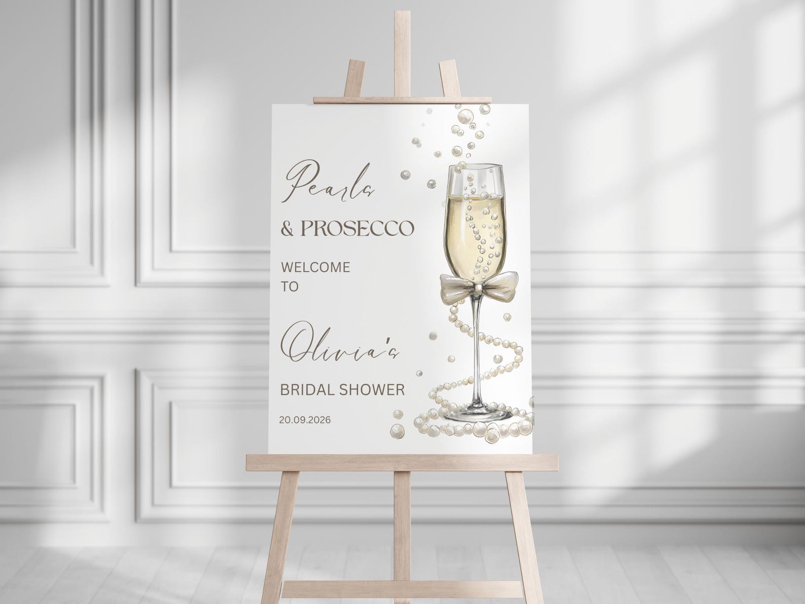 Pearls and Prosecco Bridal Shower Welcome Sign Template Champagne ...