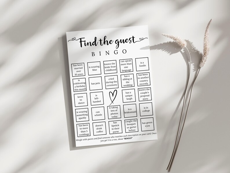 Find the Guest Bingo Wedding Games Idea Editable Template Wedding Bingo Game Cards Wedding ...