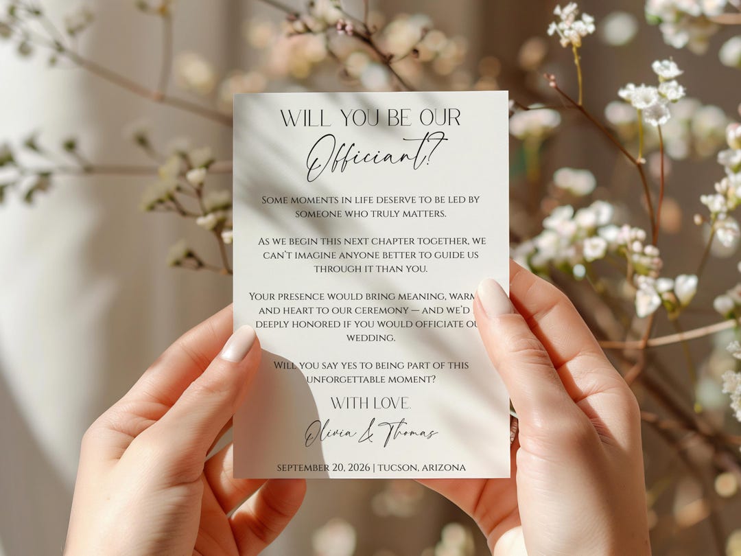 Wedding Officiant Proposal Card Template Will You Be Our Officiant Card ...