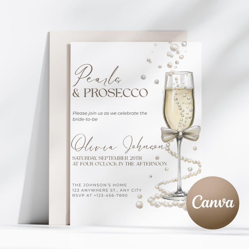 Pearls Prosecco Bridal Shower Invitation - Etsy