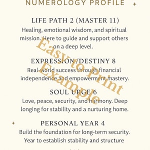 Personalised Numerology Chart PDF, Life Path, Soul Urge, Destiny ...