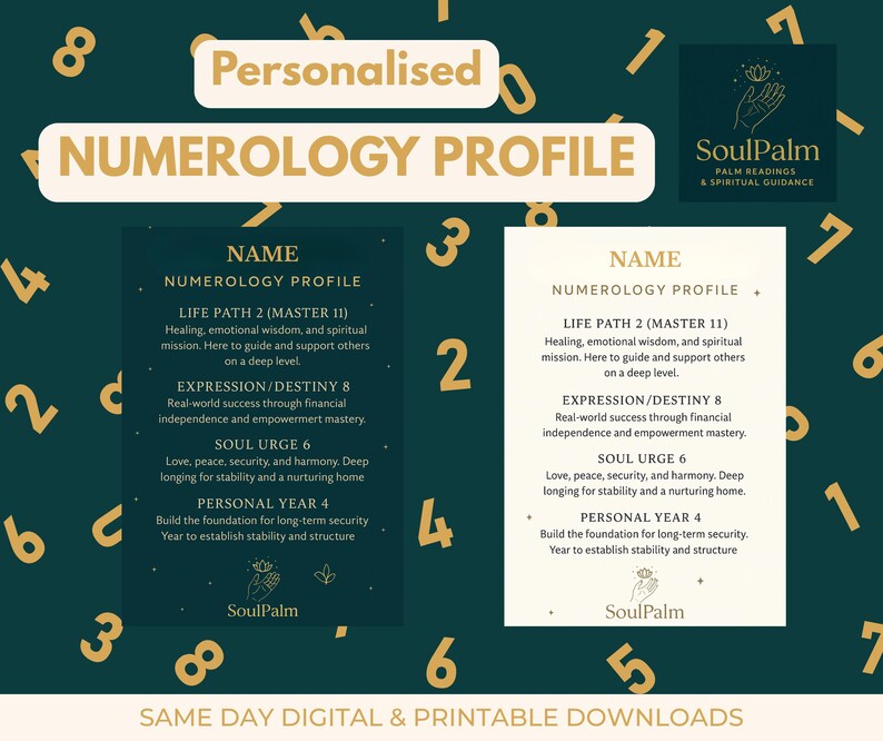 Personalised Numerology Chart PDF, Life Path, Soul Urge, Destiny ...