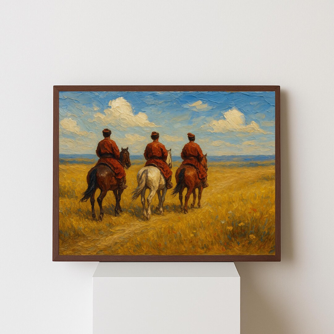 Cossack Riders Printable Wall Art – Ukrainian Steppe Landscape, Slavic ...
