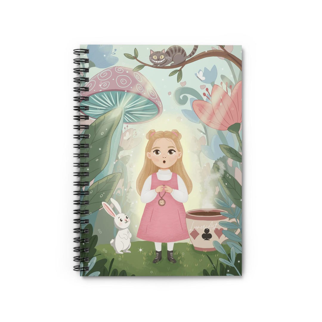 Sweet Alice in Wonderland Girl Notebook | Spiral Ruled Journal - Etsy