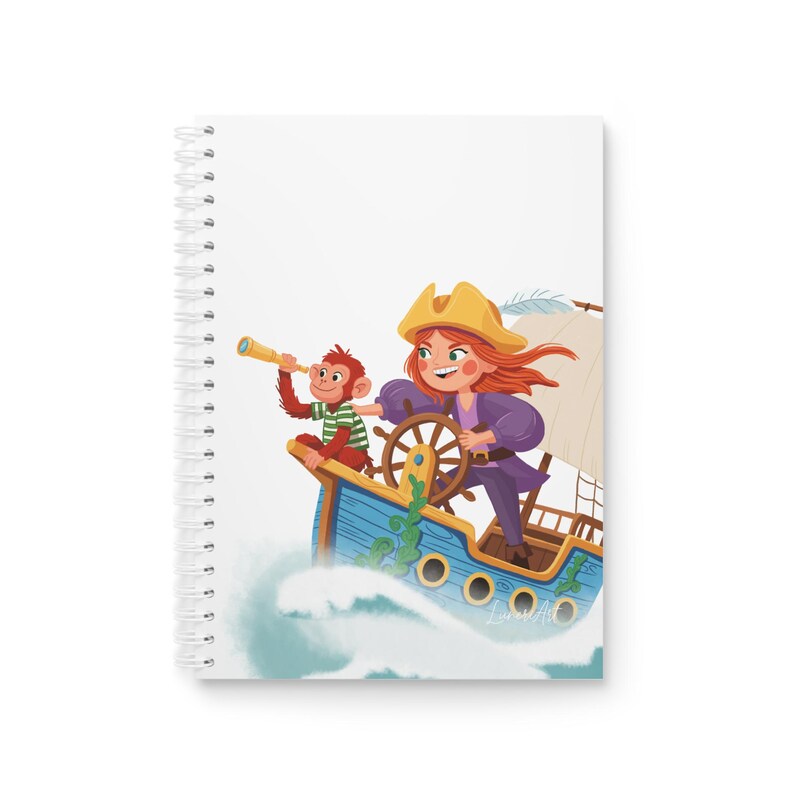 Girl Pirate Captain Spiral Notebook | Adventure Illustration, Octopus ...