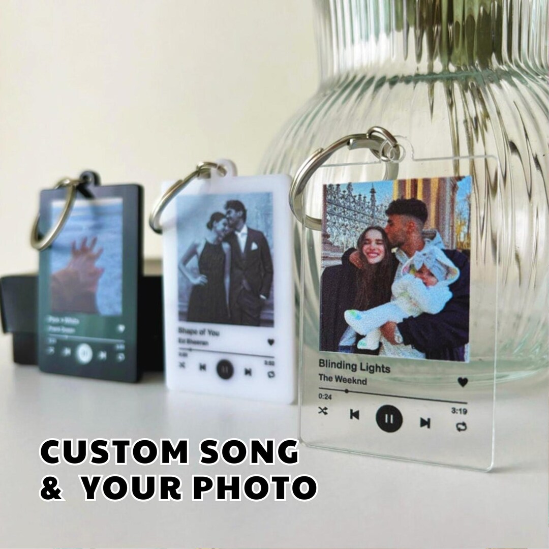Personalized Song Keychain, Custom Photo Music Keychain, Album Cover ...
