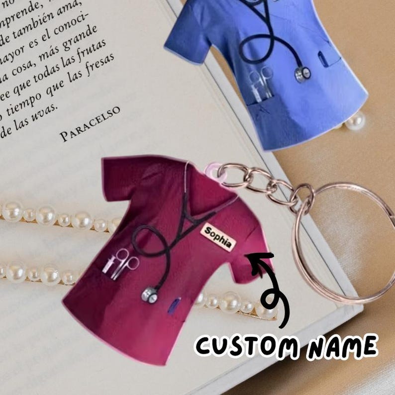 Personalized Medical Scrubs Keychain, Nurse Stethoscope Design, Custom ...