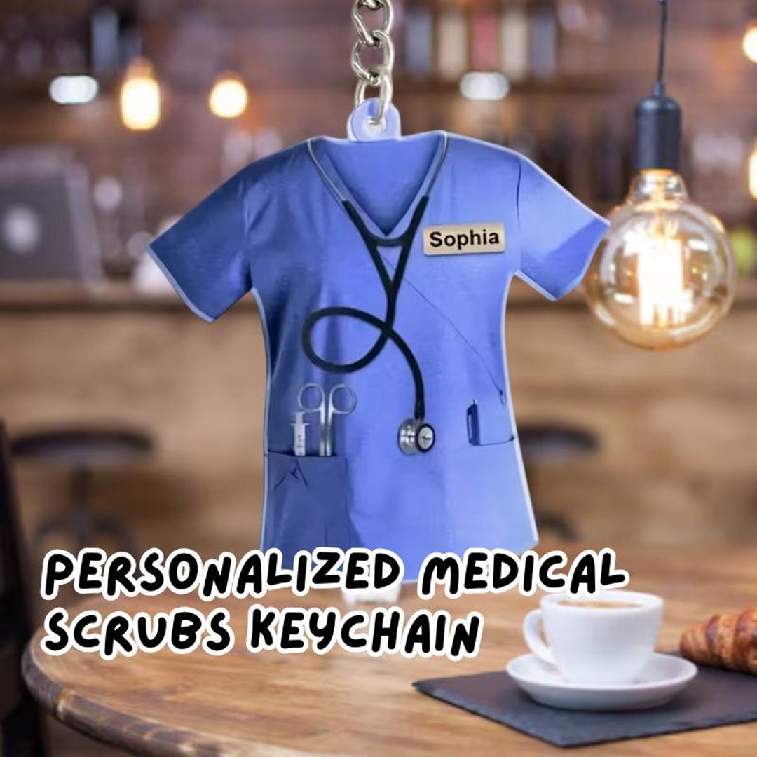 Personalized Medical Scrubs Keychain, Nurse Stethoscope Design, Custom ...