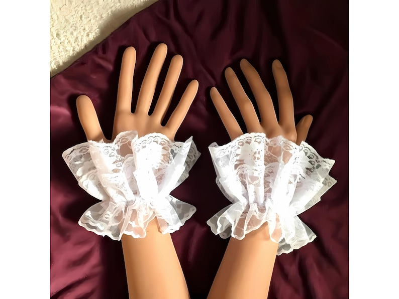 Detachable Wrist Cuffs, Black Bracelet Cuff, Embroidered Lace Cuffs ...