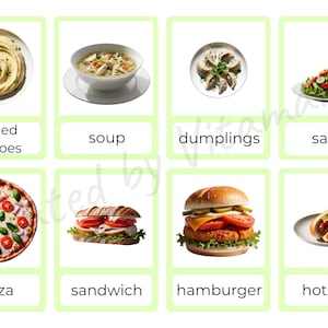 Printable English Flashcards – Food and Drinks – 55 Cards + Guide – ESL ...
