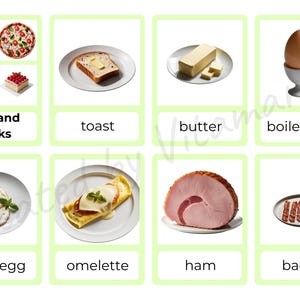 Printable English Flashcards – Food and Drinks – 55 Cards + Guide – ESL ...