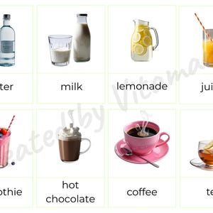 Printable English Flashcards – Food and Drinks – 55 Cards + Guide – ESL ...