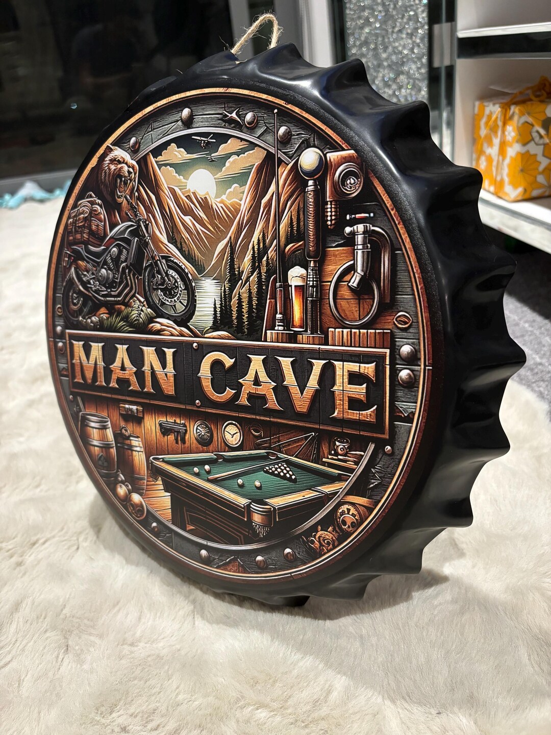 Man Cave Retro Metal Bottle Cap Sign 35cm - Etsy