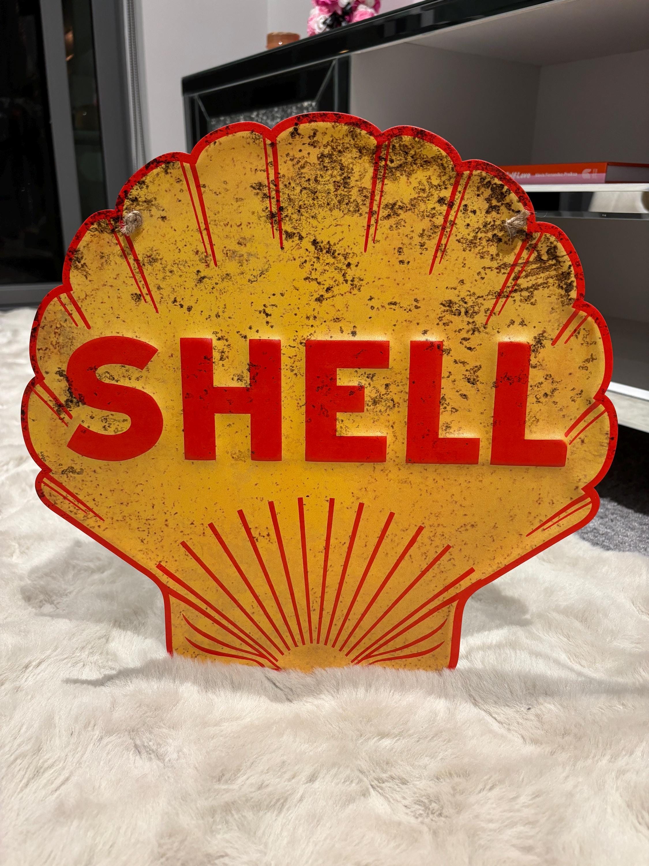 Retro Metal Sign Shell Garage Vintage 35cm X 34cm - Etsy