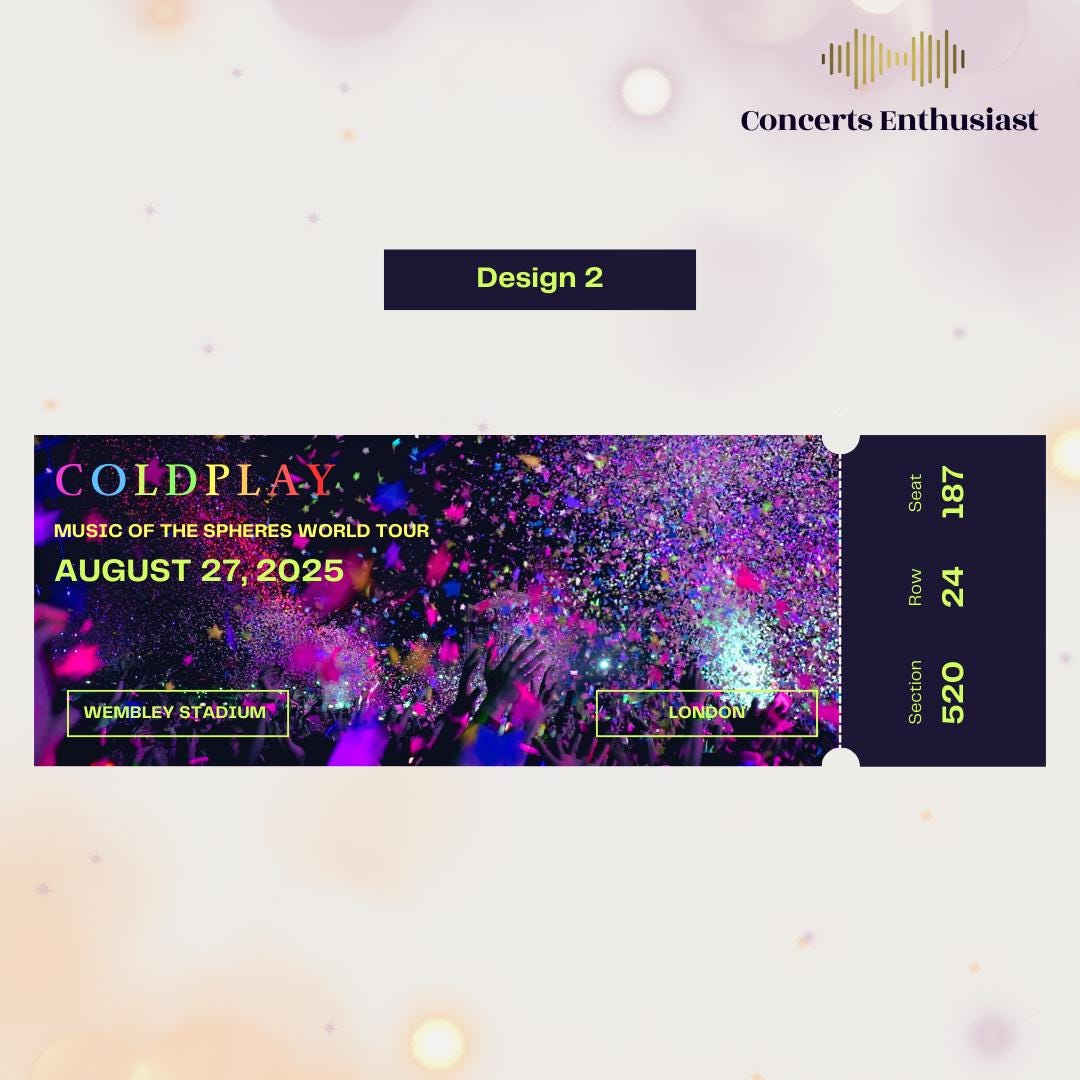 Editable Coldplay Concert Ticket Template – Custom Concert Gift, DIY ...