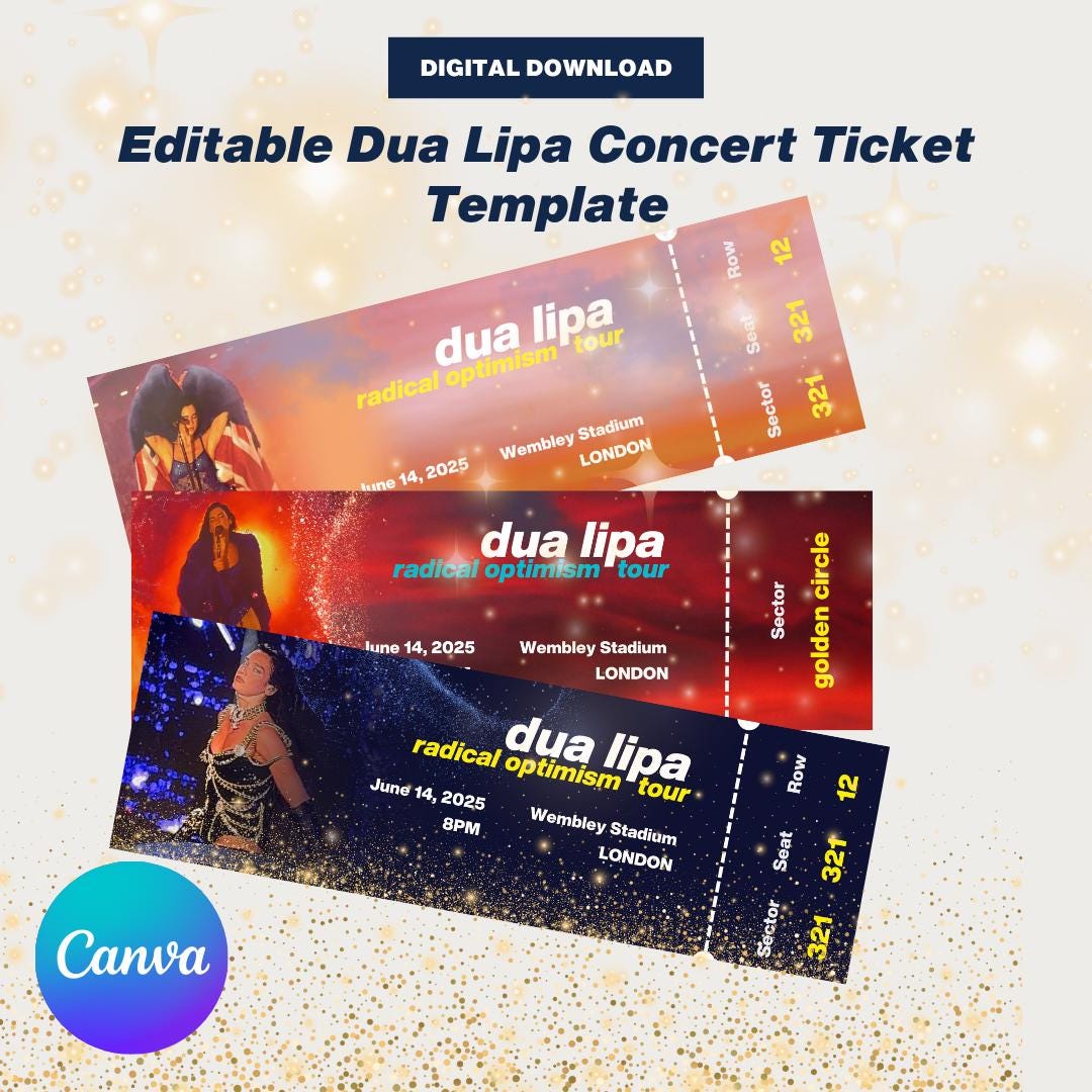 Editable Dua Lipa Concert Ticket Template – Custom Concert Gift, DIY ...